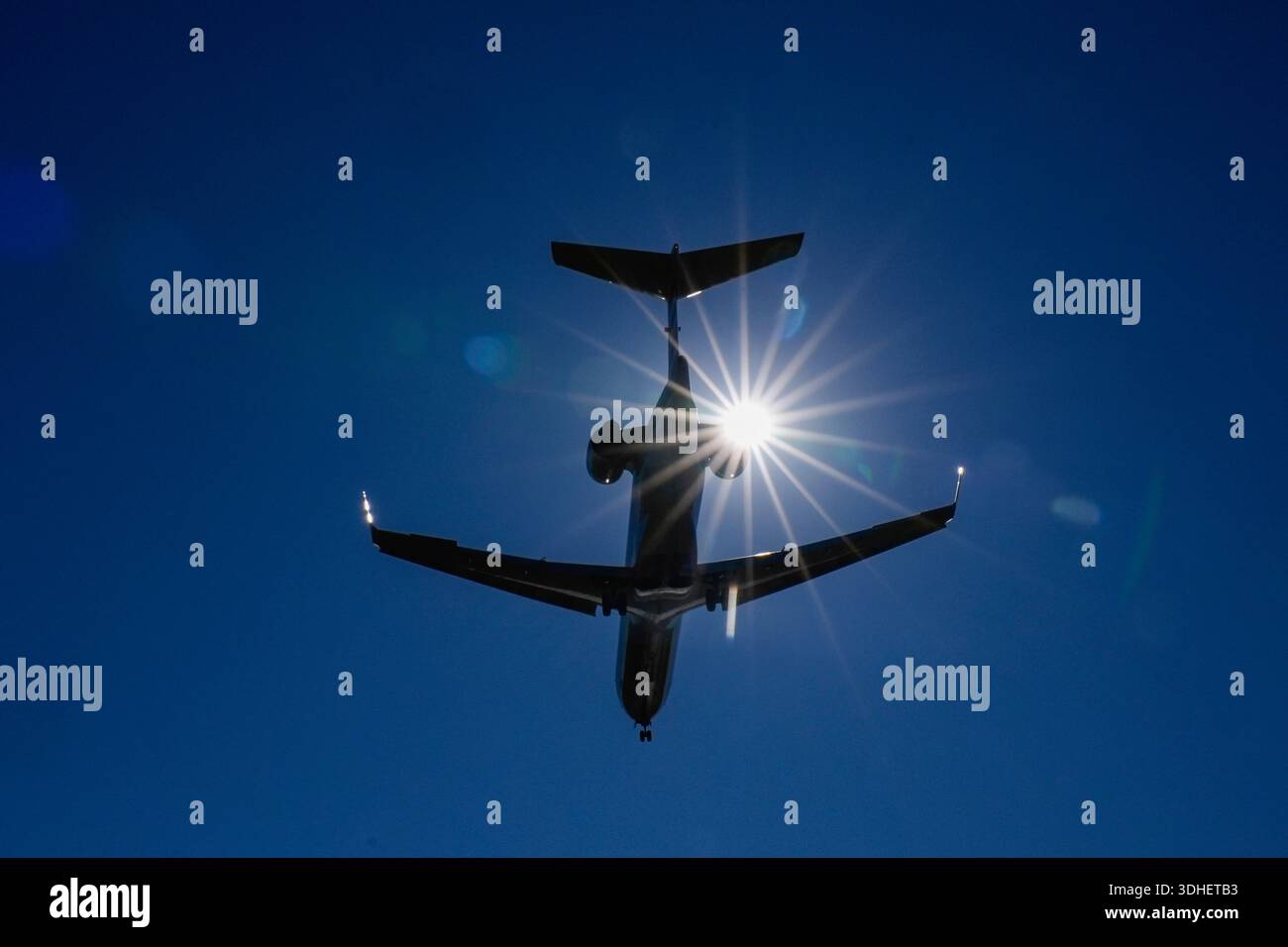 Aircraft jet making final approach before landing at Ronald Reagan ...