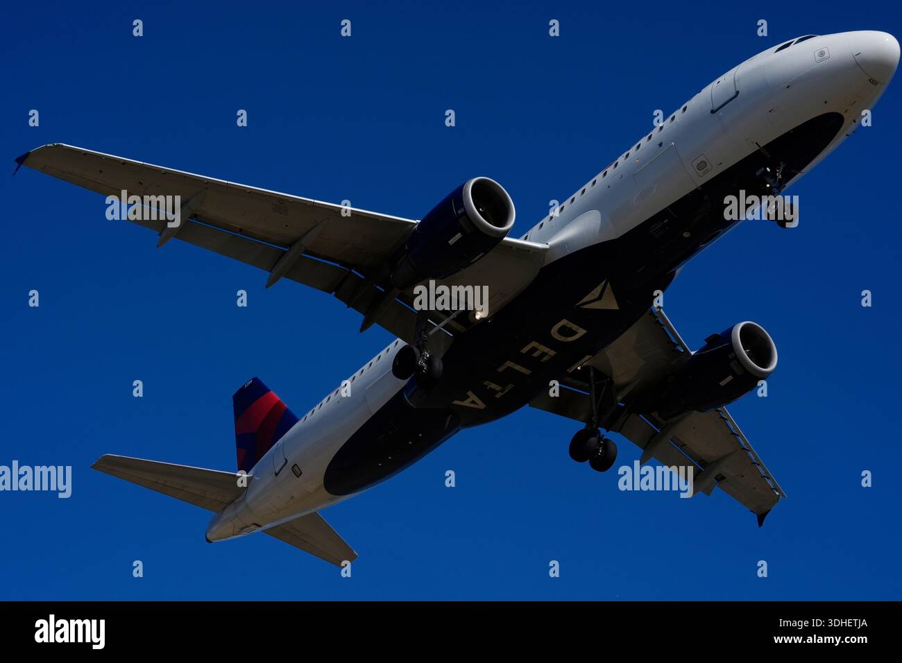 A Delta Airlines aircraft jet making final approach before landing at ...
