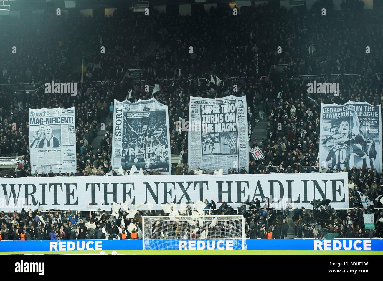 Supporters hold placards representing newspaper pages before the ...
