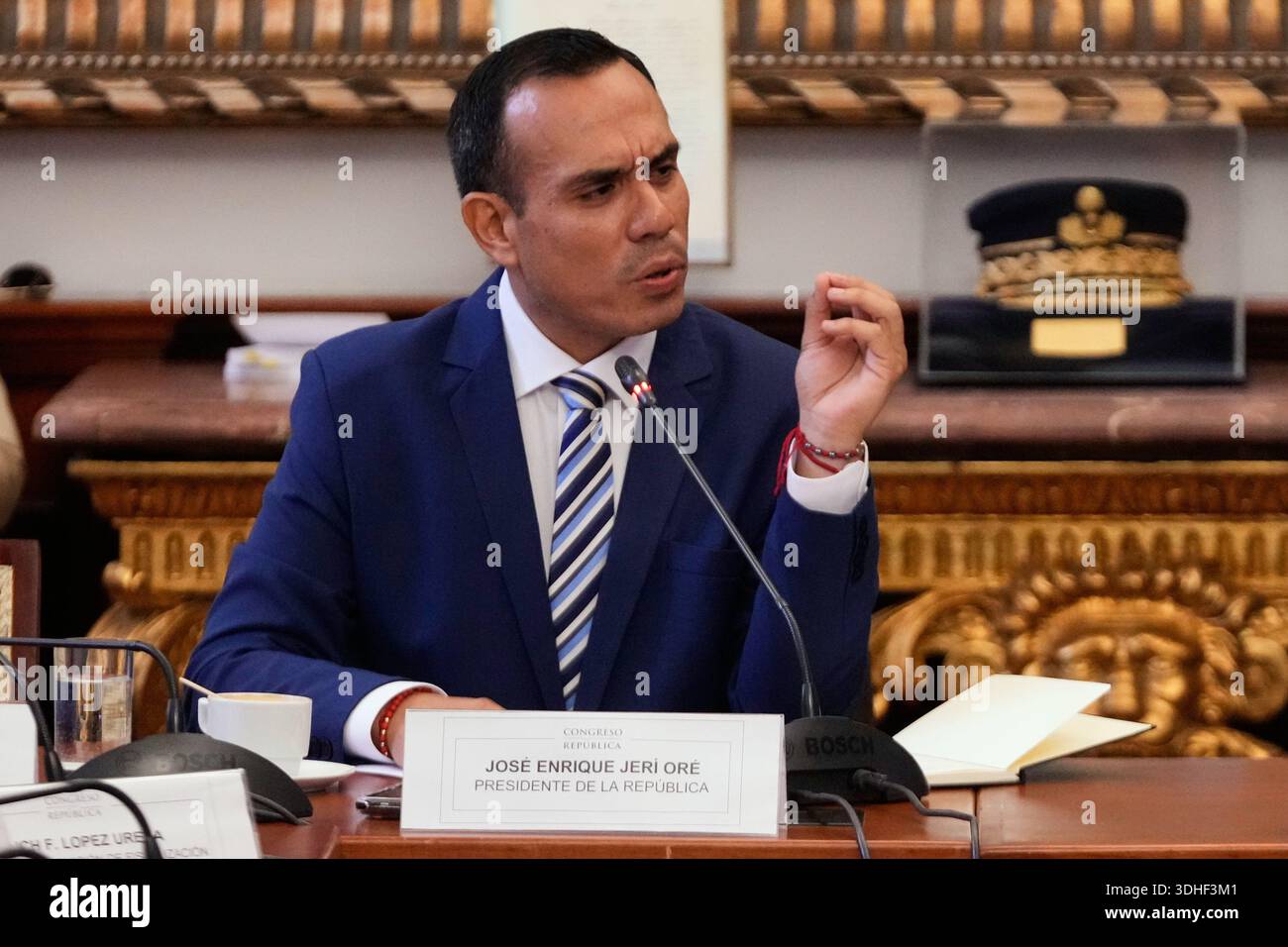 Peru's interim President Jose Jeri speaks to lawmakers at Congress in ...