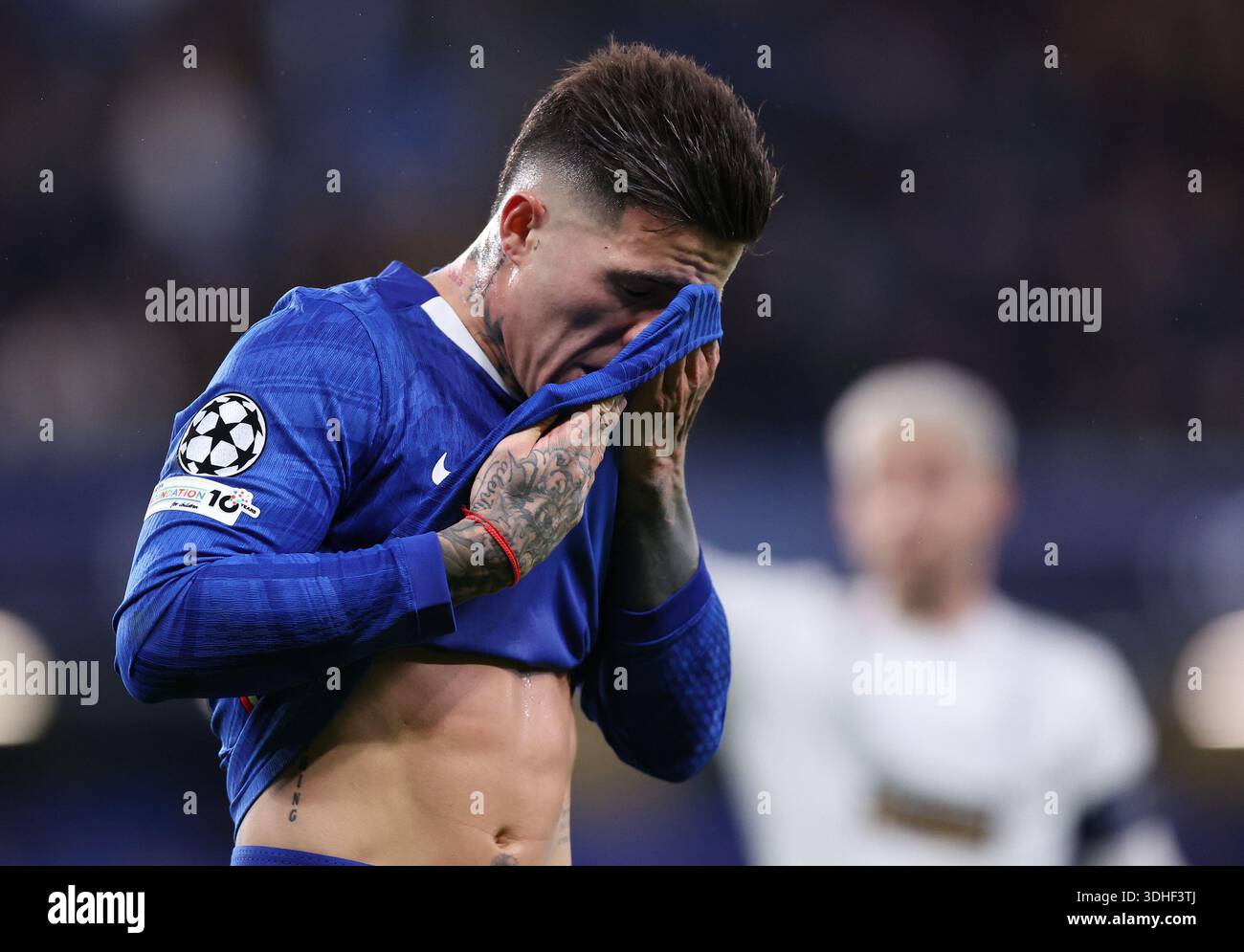 London, UK. 21st Jan, 2026. Enzo Fernández of Chelsea reacts during the ...