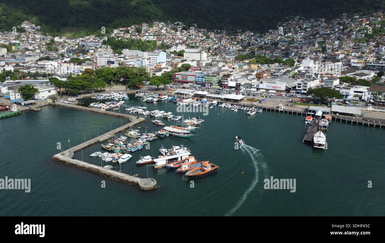 Aerial view seaside town marina hi-res stock photography and images - Alamy