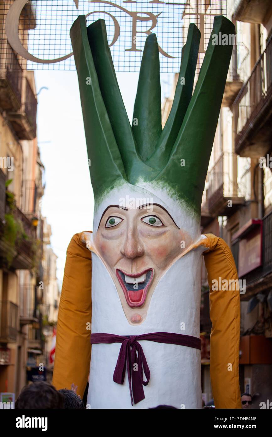 Giant Calcot Mascot Animating Public Celebration in Valls, Catalonia ...