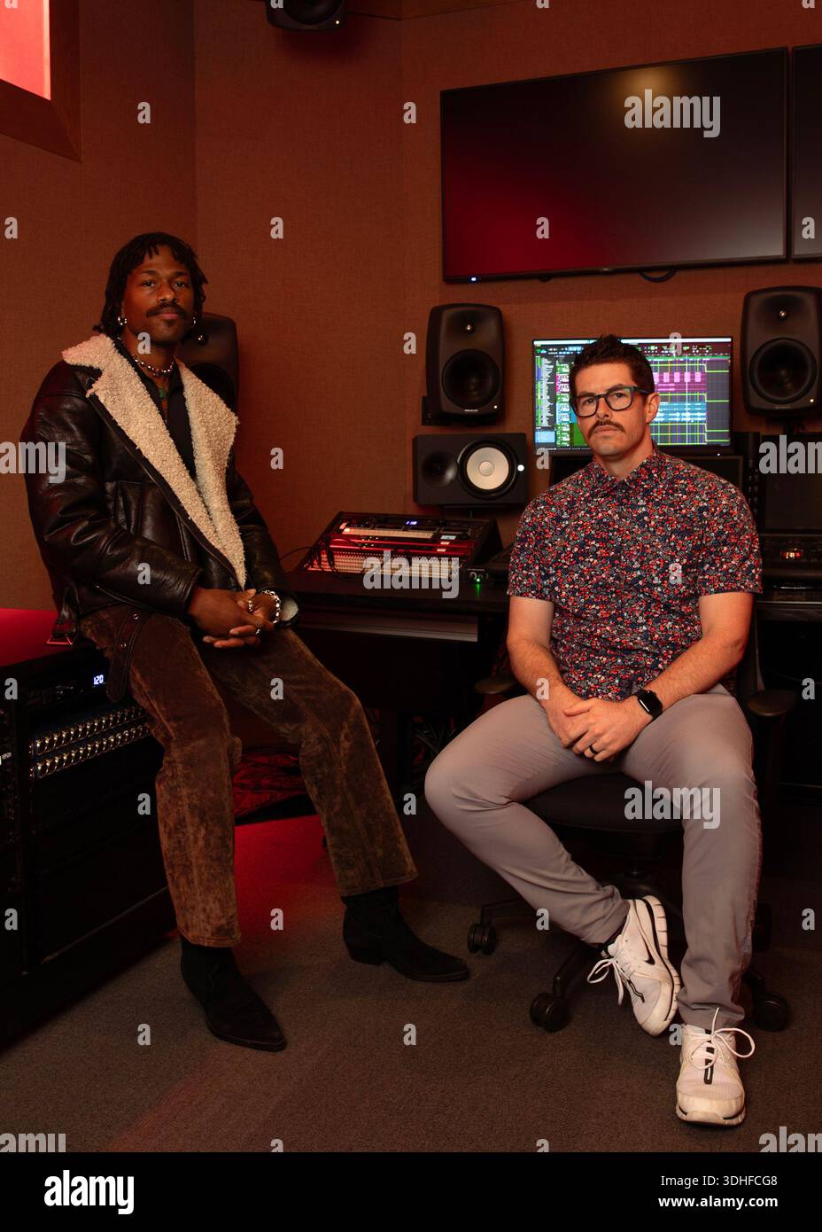 Duckwrth, left, and Andrew Law pose for a portrait at Amazon's studio ...