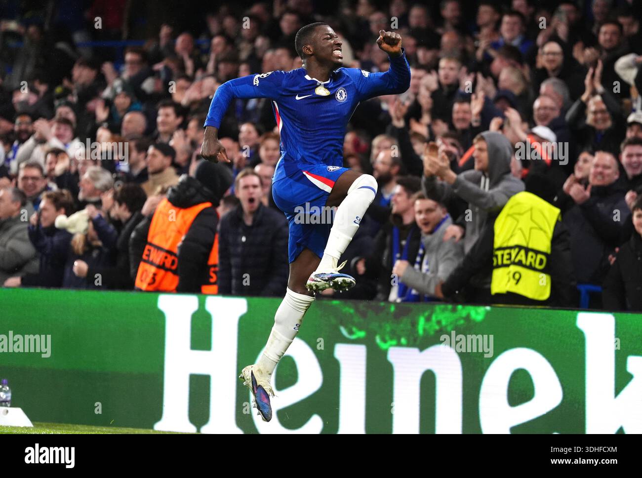 Chelsea's Moises Caicedo celebrates scoring their side's first goal of ...