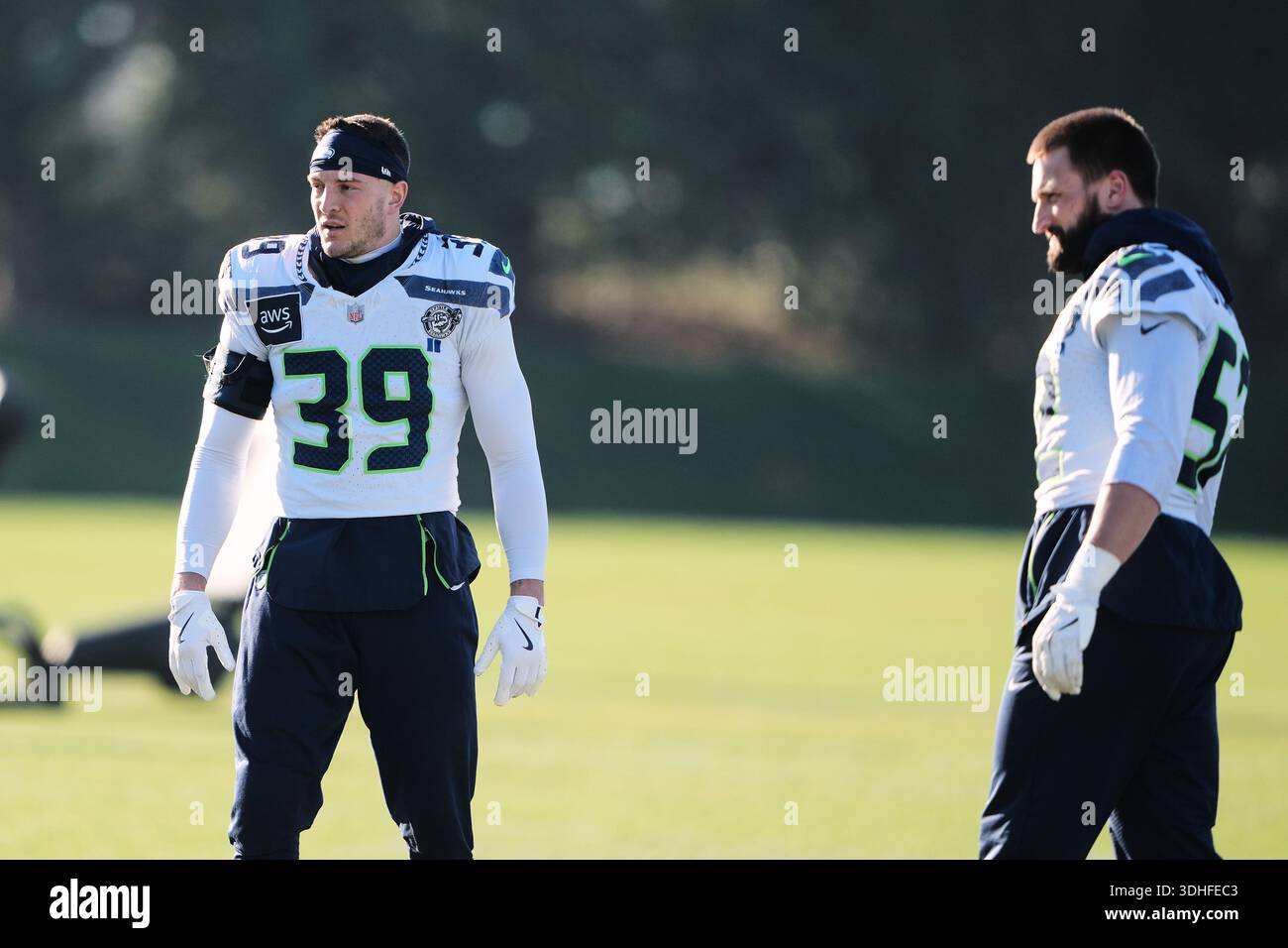 Seattle Seahawks safety Ty Okada (39) and linebacker Patrick O'Connell ...