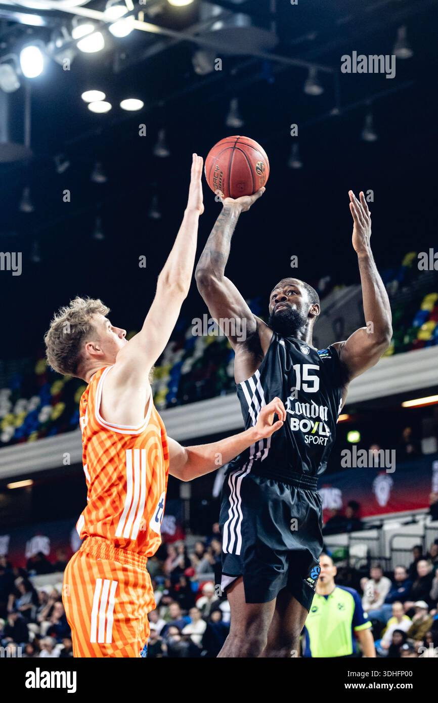 London, UK. 21 January, 2026 Lions' player Chaundee Brown JR during BKT ...