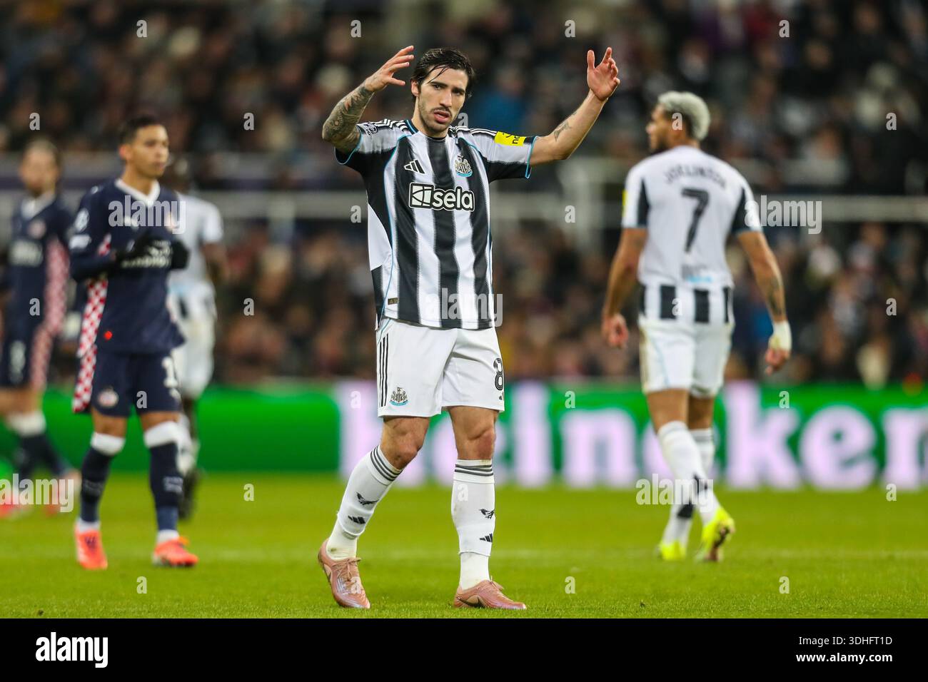 Sandro Tonali Of Newcastle United gestures during the Newcastle United ...