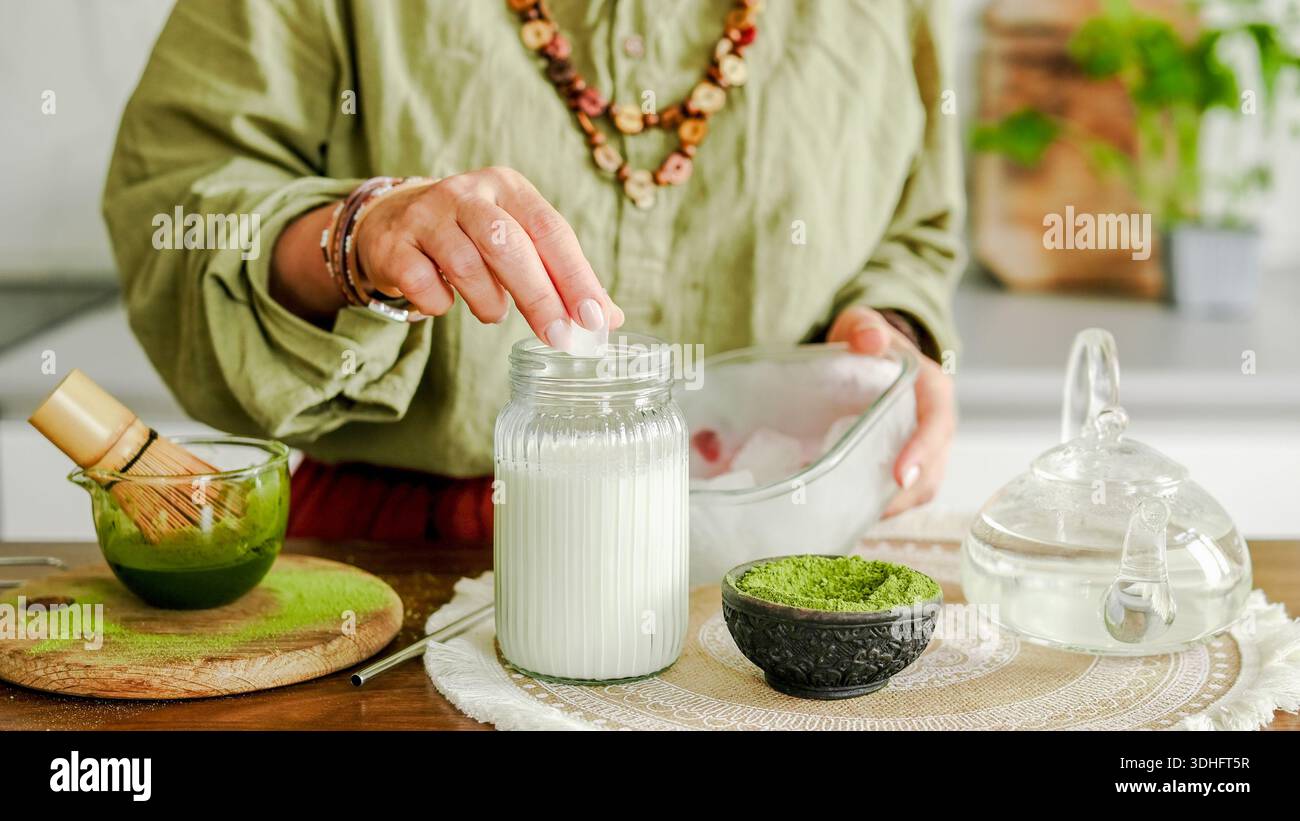 Woman stirring matcha in hi-res stock photography and images - Alamy