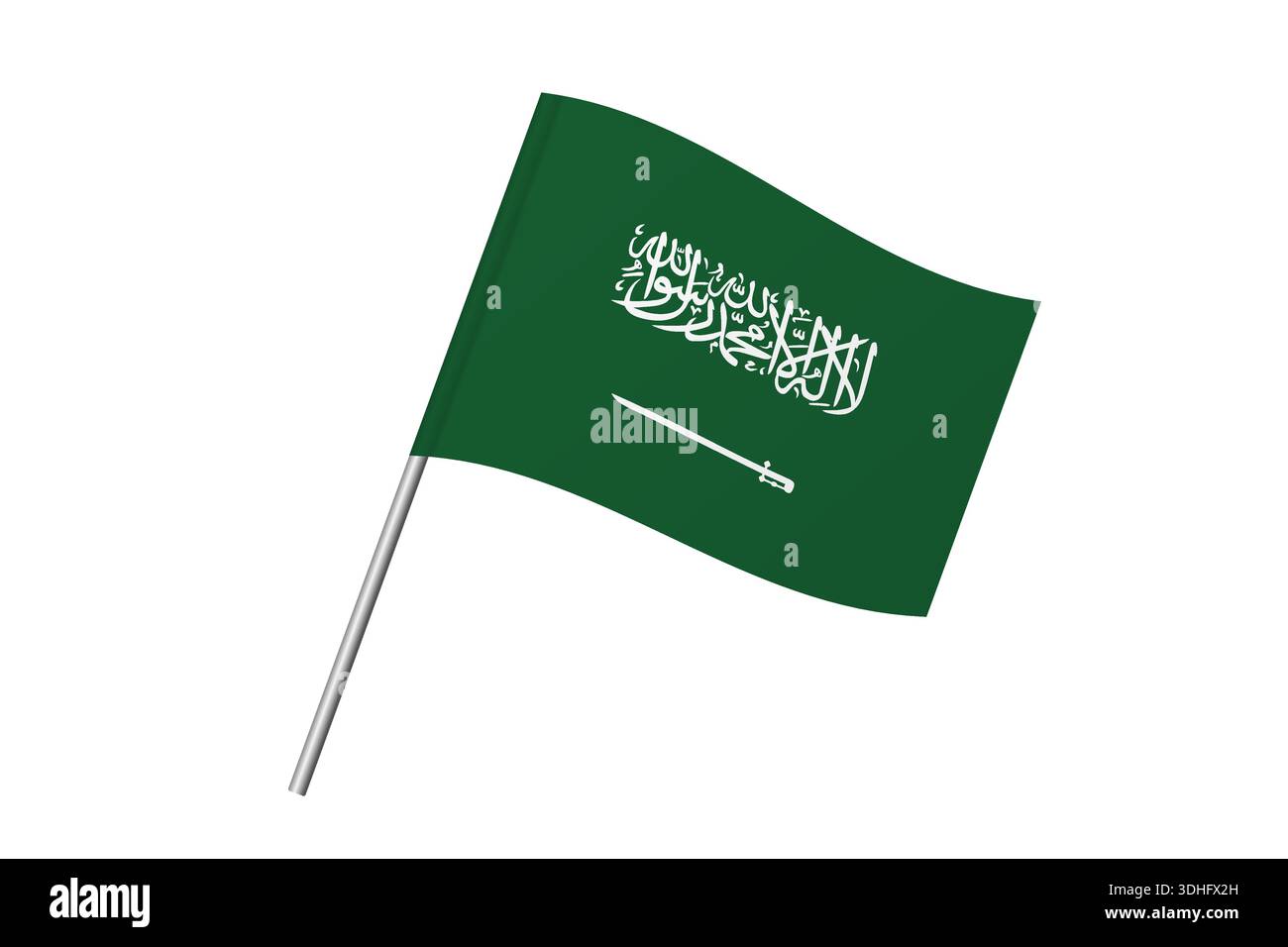 Saudi Arabia flag - wavy stick flag of country, cultural identity and ...