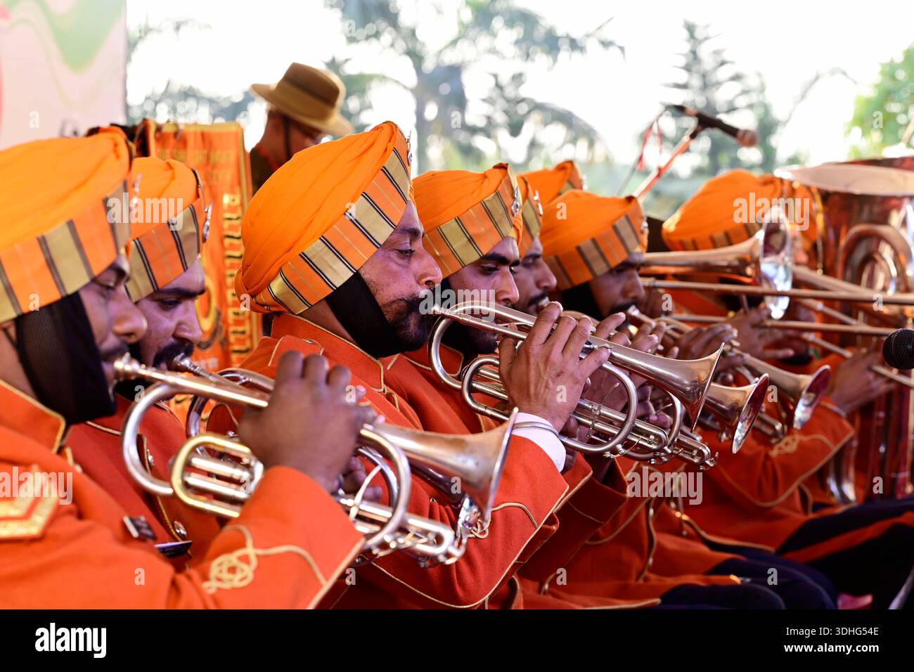 LUCKNOW, INDIA - JANUARY 21: Army bands perform patriotic compositions ...