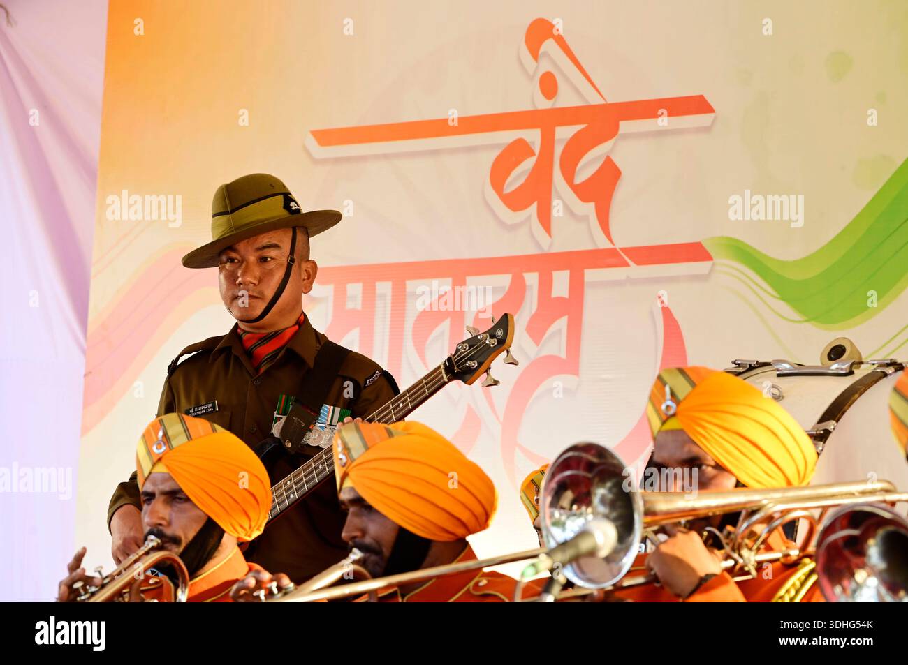LUCKNOW, INDIA - JANUARY 21: Army bands perform patriotic compositions ...