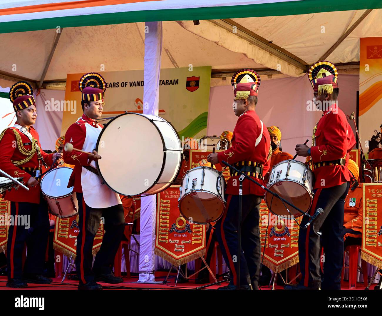 LUCKNOW, INDIA - JANUARY 21: Army bands perform patriotic compositions ...
