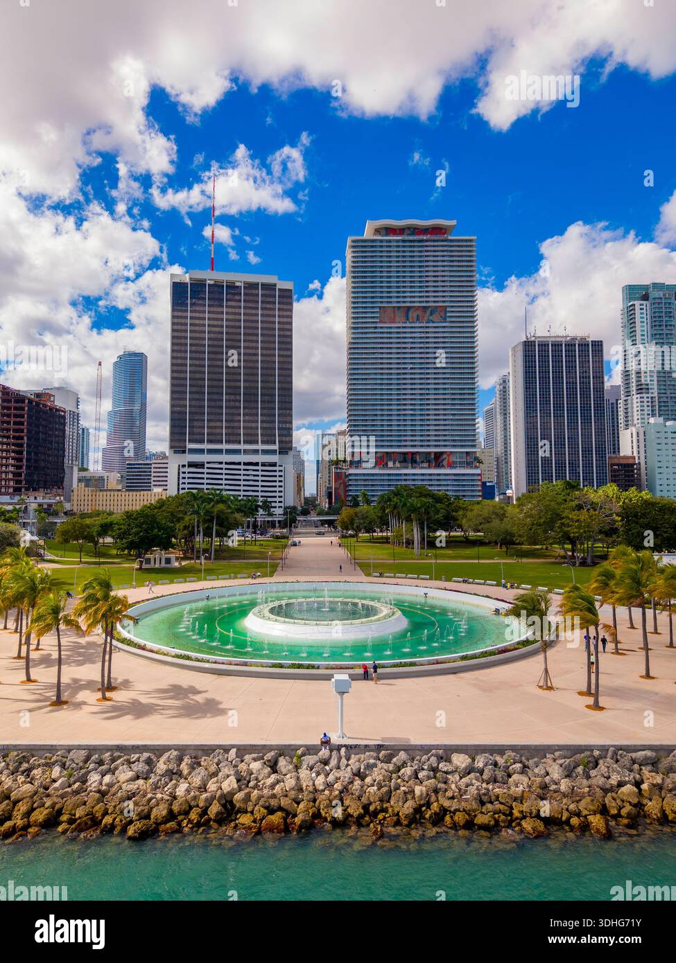 Bayfront Park Miami water fountain aerial photo 2026 Stock Photo - Alamy