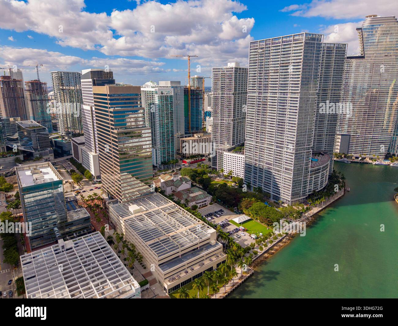 Aerial photo Brickell Miami. Image taken in 2026. View of business and ...