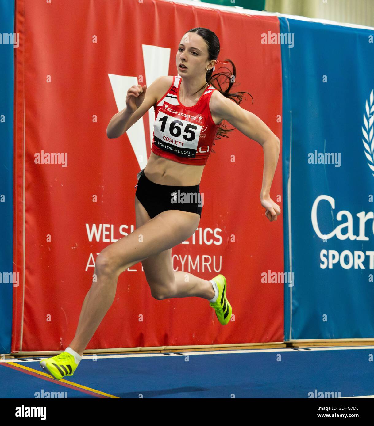 Cardiff, Wales – 2026: Athletes compete during the Welsh Junior Indoor ...