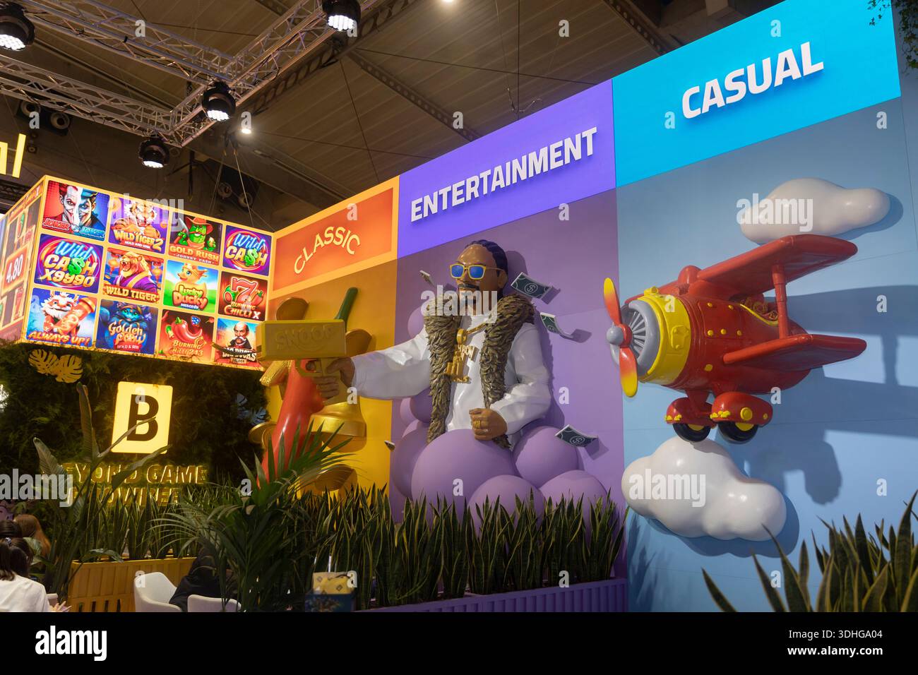 An animated version of rapper Snoop Dogg seen at the BGaming booth, a ...