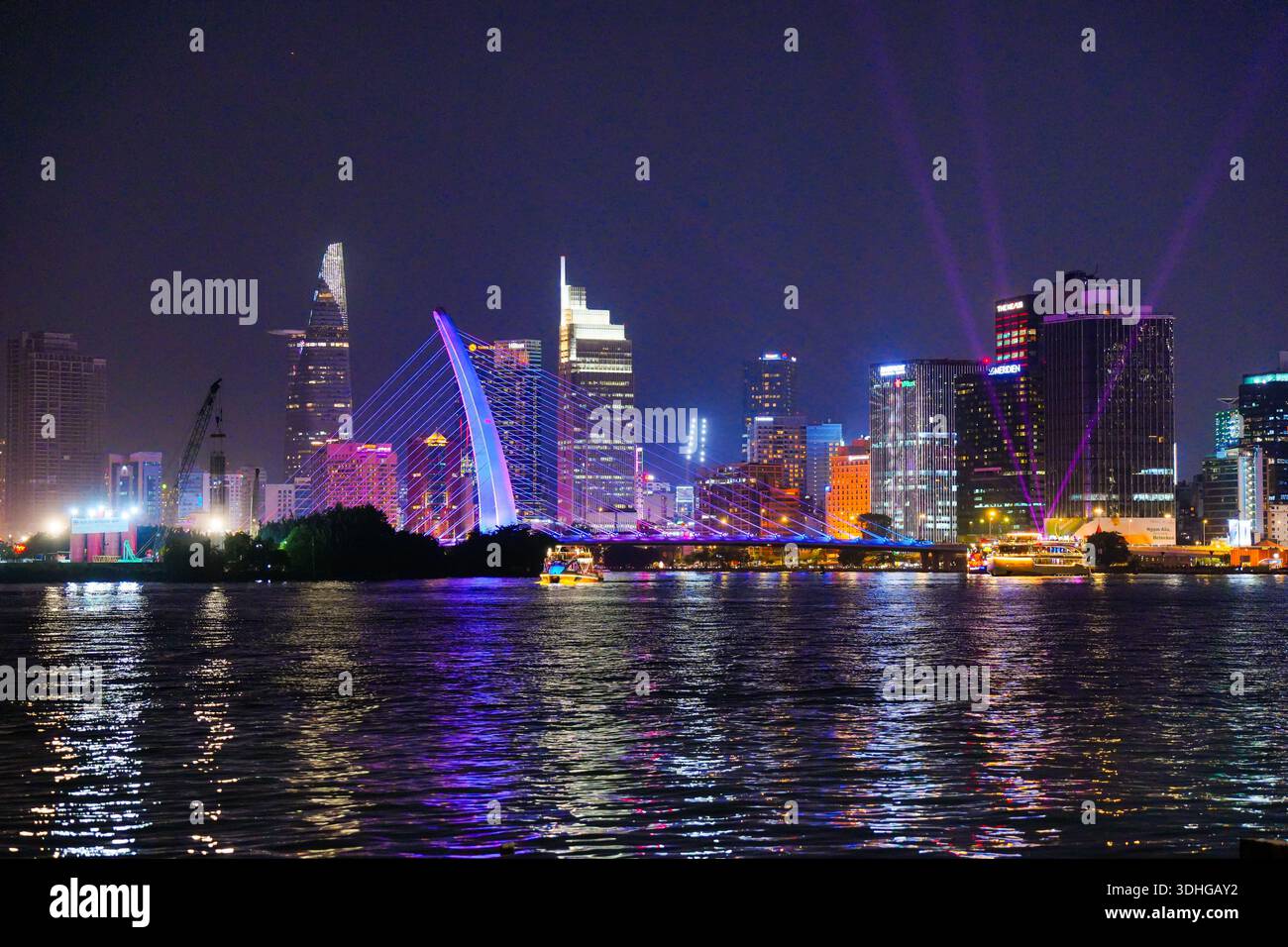 Ho Chi Minh city, Vietnam - 28 Dec 2025: Night view of Bitexco Tower ...