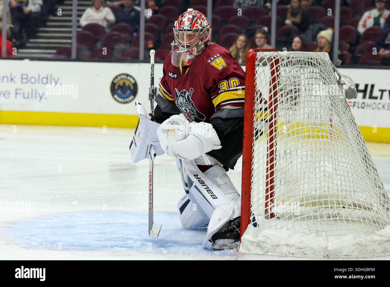 CLEVELAND, OH - JANUARY 21: Chicago Wolves goaltender Cayden Primeau ...