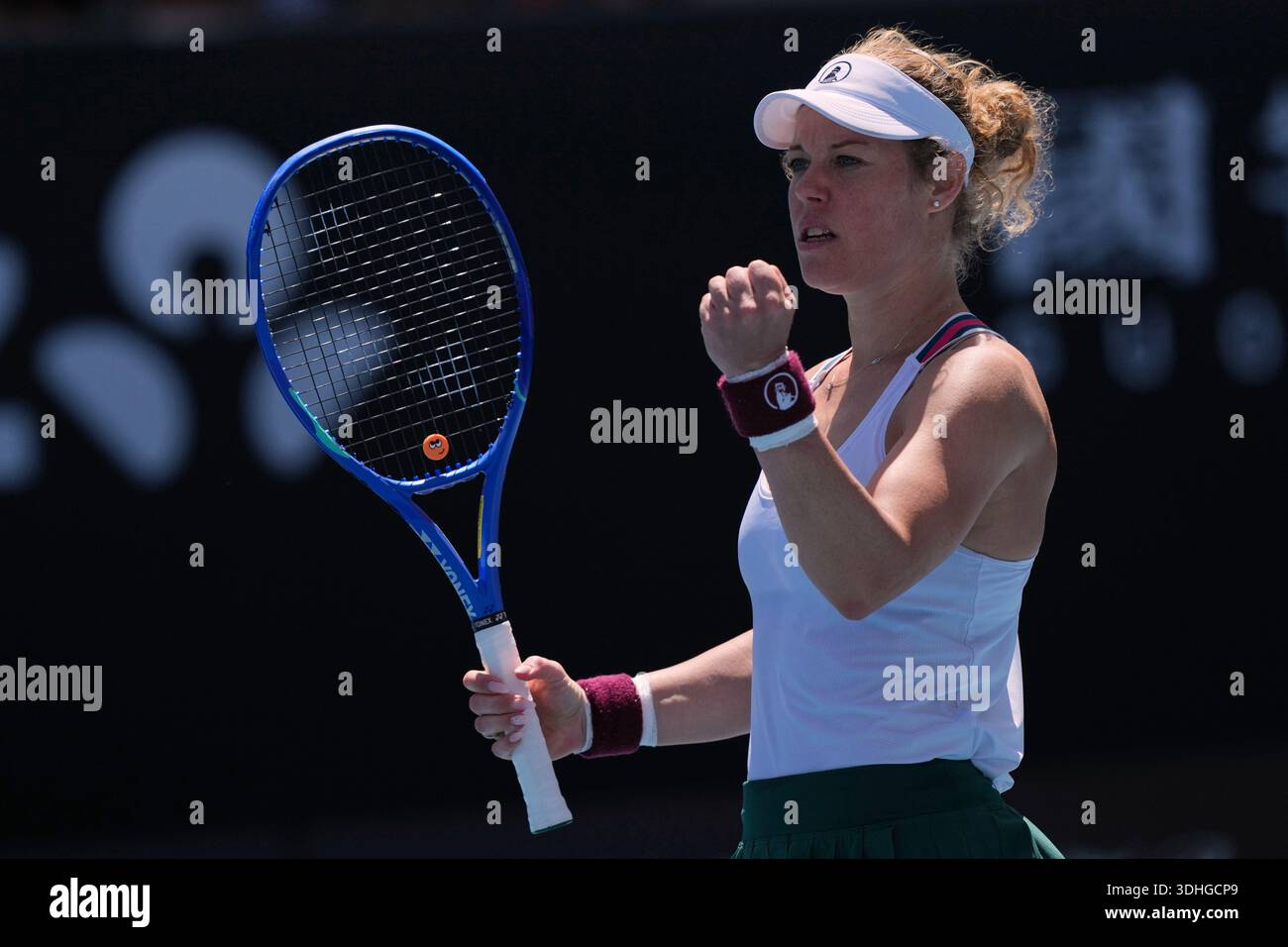 Laura Siegemund of Germany reacts during her second round match against ...