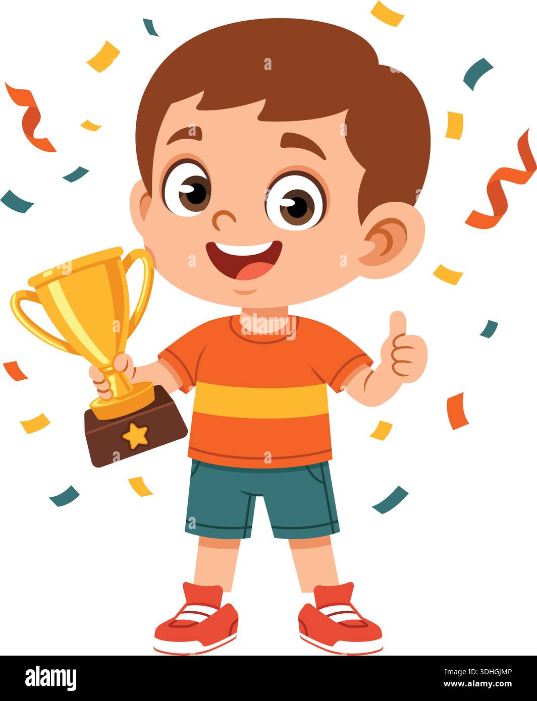 Child winning trophy Stock Vector Images - Alamy