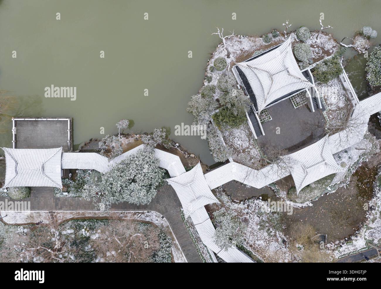 Aerial photo shows the snow scenery in Huai'an City, east China's ...