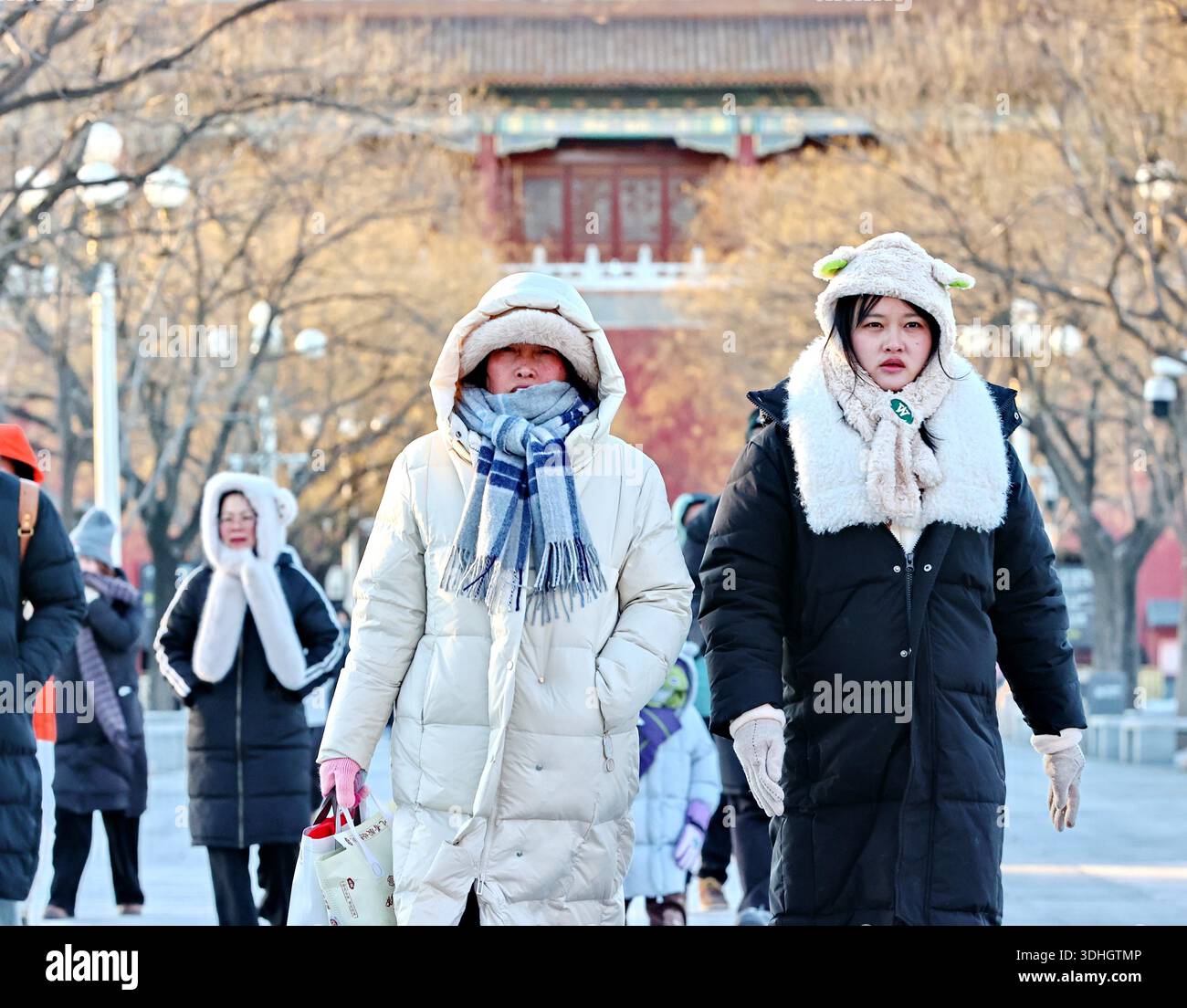 Tourists bundle up to visit the Forbidden City in Beijing, China. 20th ...