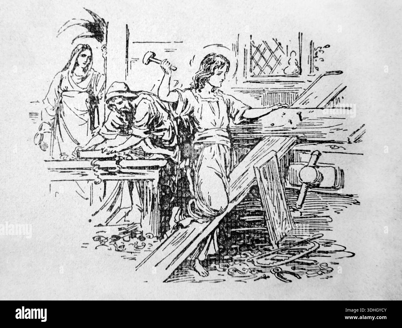 Illustration of the Child Jesus Christ Helping his Father with his ...