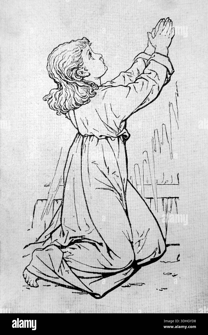 Illustration of Young Samuel Praying and God Speaks to Him (Book of ...