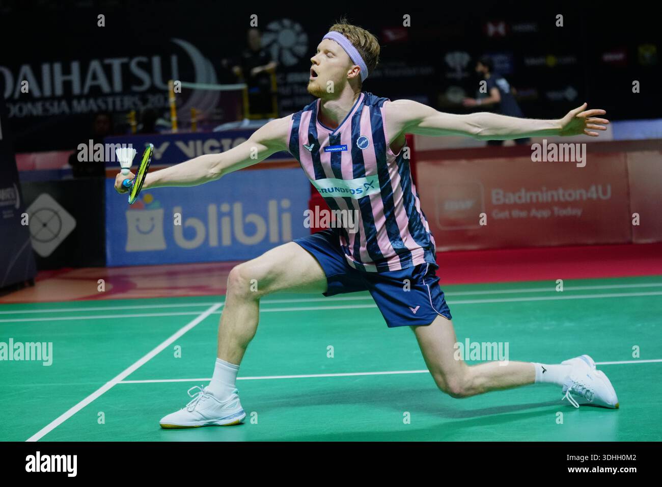 Denmark's Anders Antonsen plays against Taiwan's Chi Yu Jen during the ...