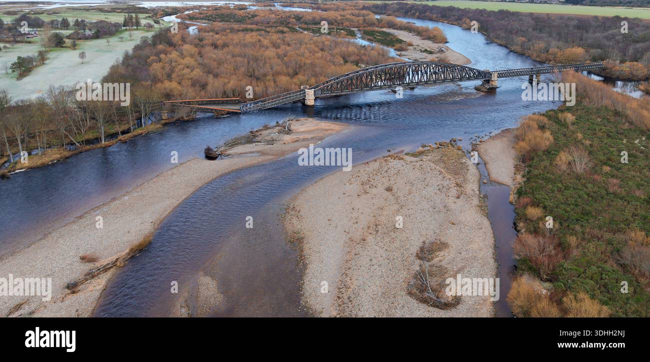 River Spey Railway Bridge Scotland five weeks after initial collapse ...