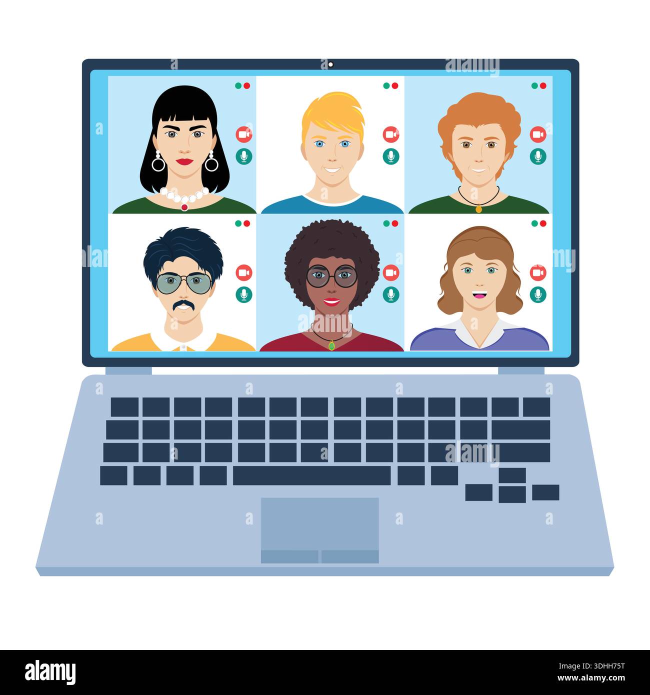 Laptop screen online meeting Stock Vector Images - Alamy