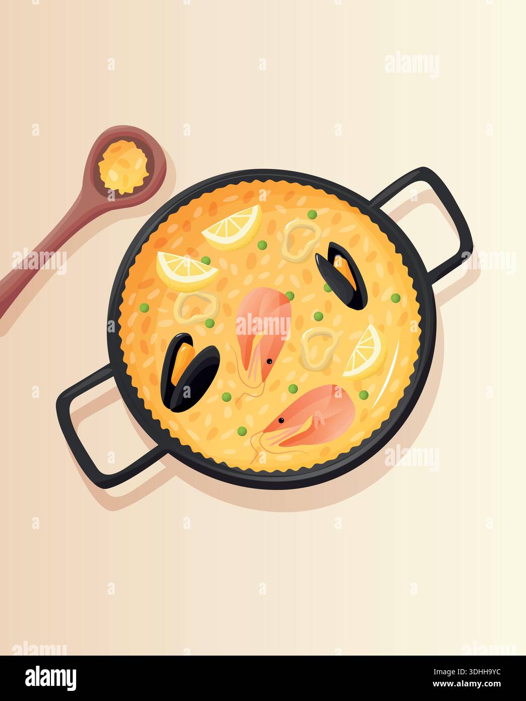 Hot delicious paella rice Stock Vector Images - Alamy