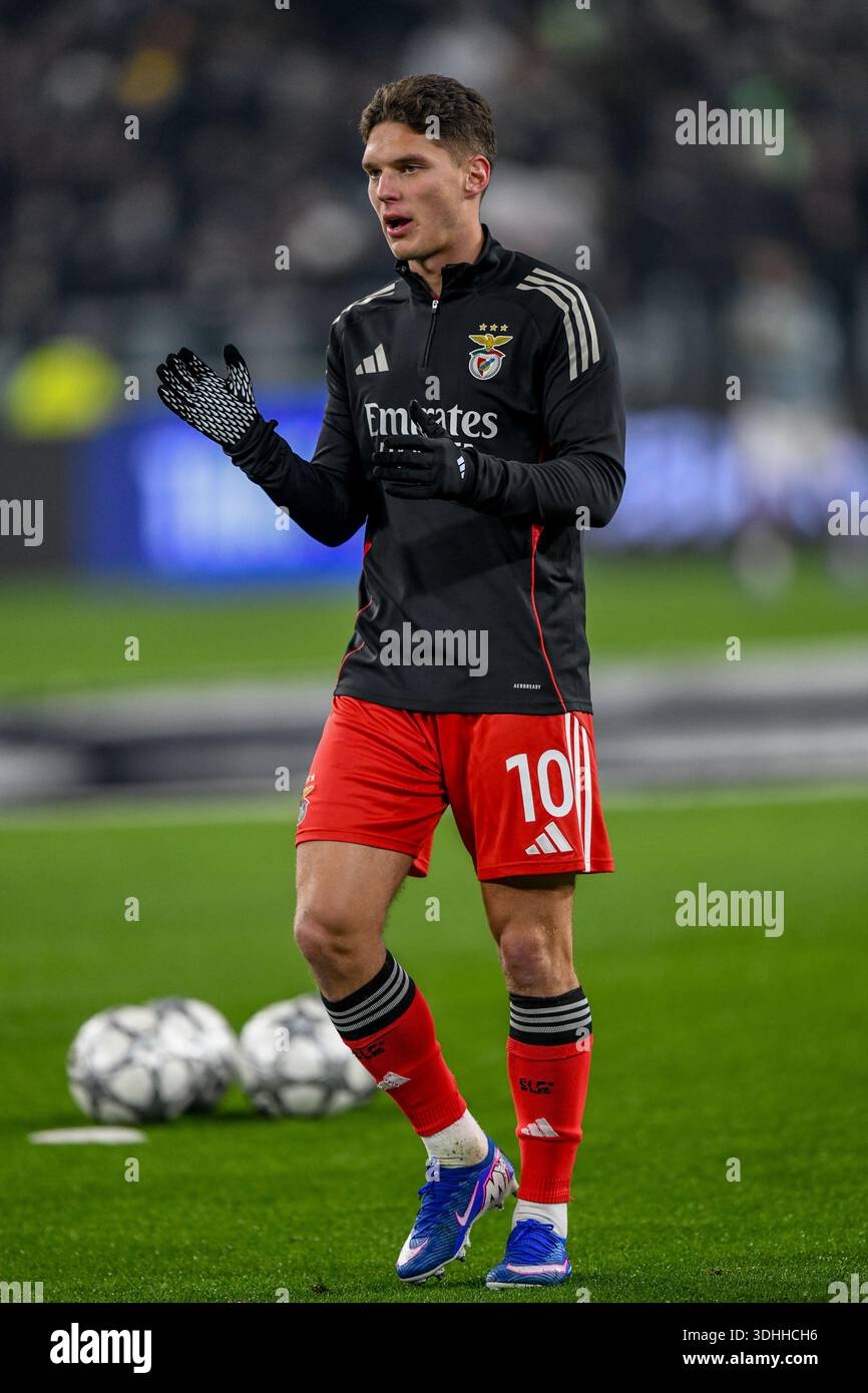 Turin, Italy. 21st Jan, 2026. Georgiy Sudakov (10) of Benfica seen ...