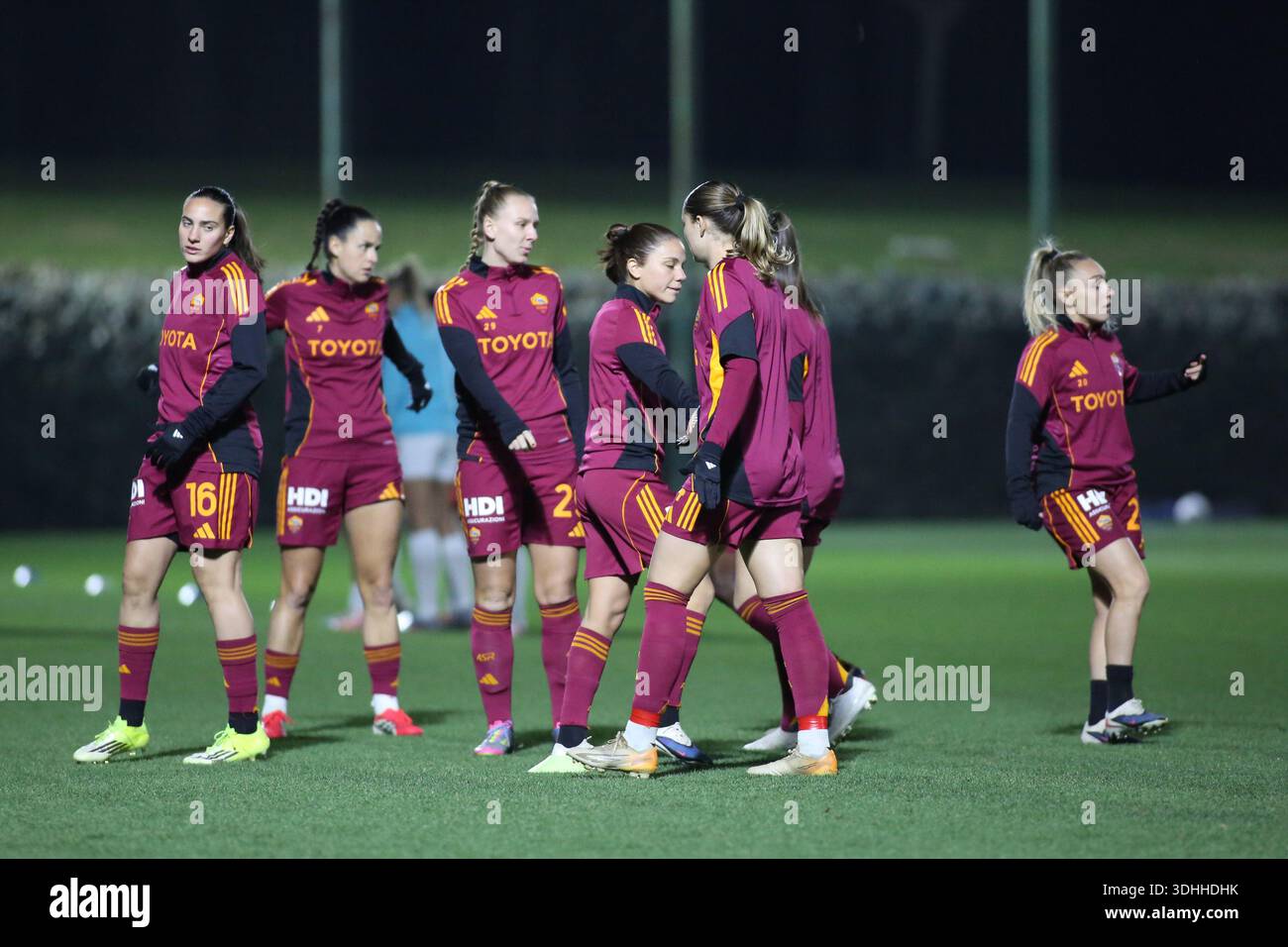 Players of A.S. Roma during the Coppa Italia Women, first leg, quarter ...