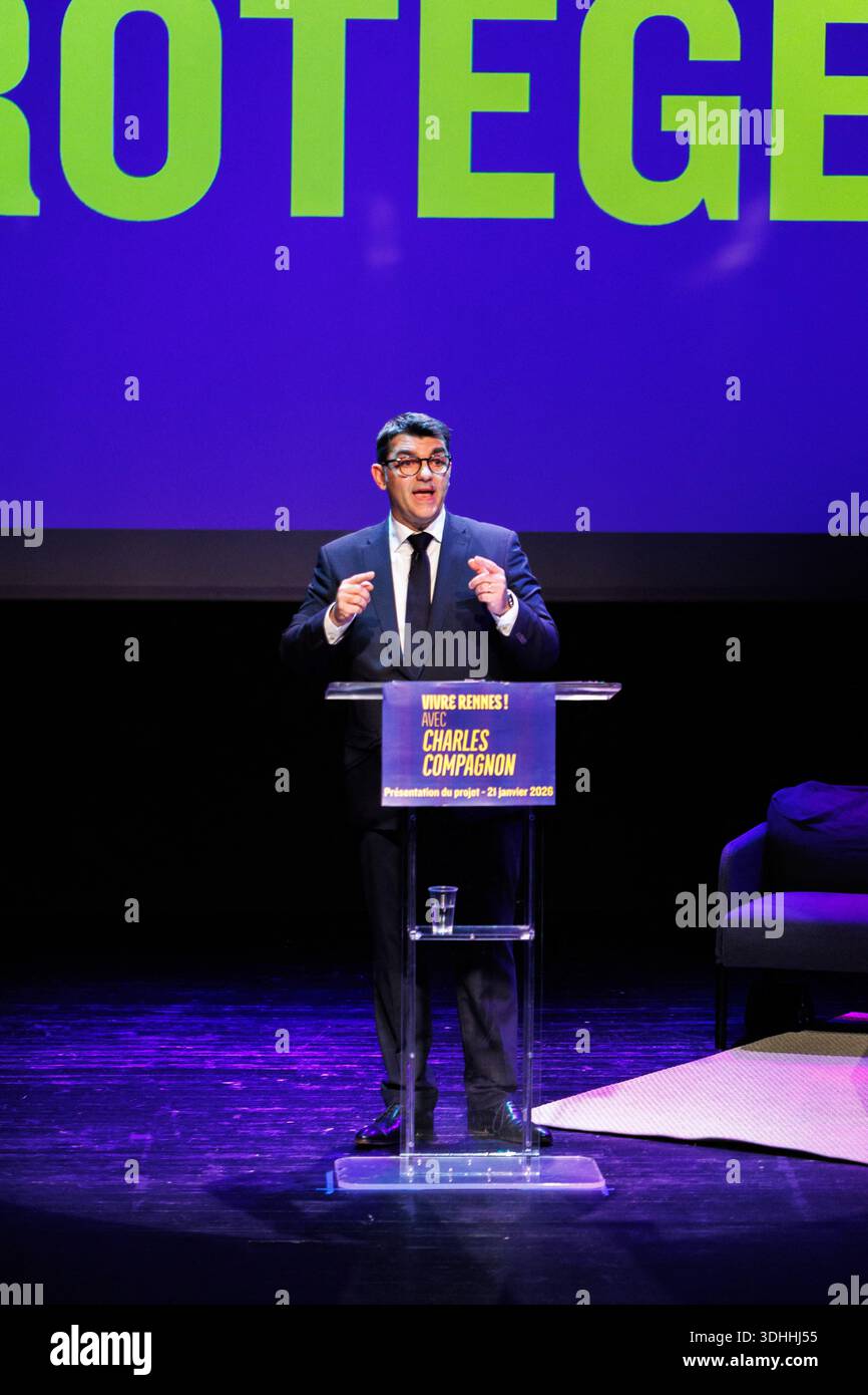 Rennes, France. 21st Jan, 2026. Speech by Charles Compagnon (Horizons ...