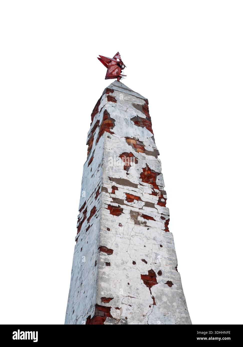 A damaged memorial obelisk in Izyum exhibits shrapnel marks and missing ...