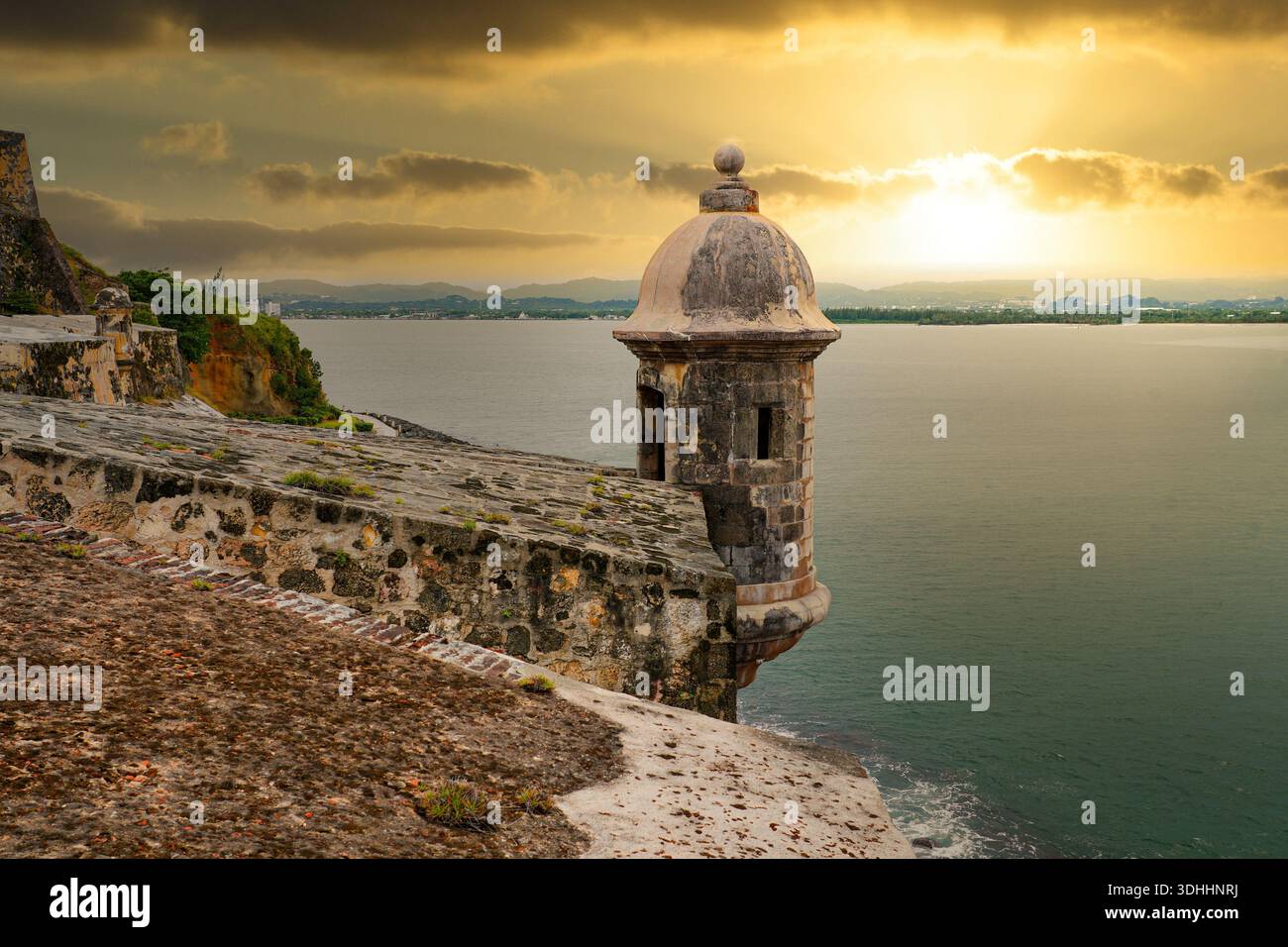 Traditional garita (sentry box) on the fortifications of the Castillo ...
