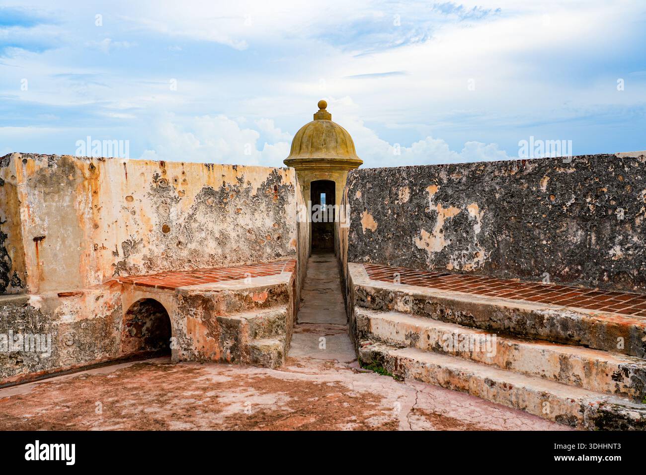 Traditional garita (sentry box) on the fortifications of the Castillo ...