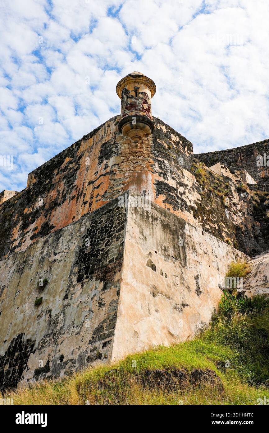 Traditional garita (sentry box) on the fortifications of the Castillo ...