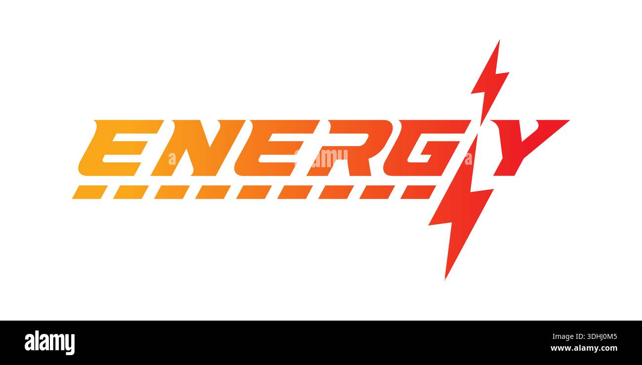 orange-red power logo. power word and lightning symbols Stock Vector ...