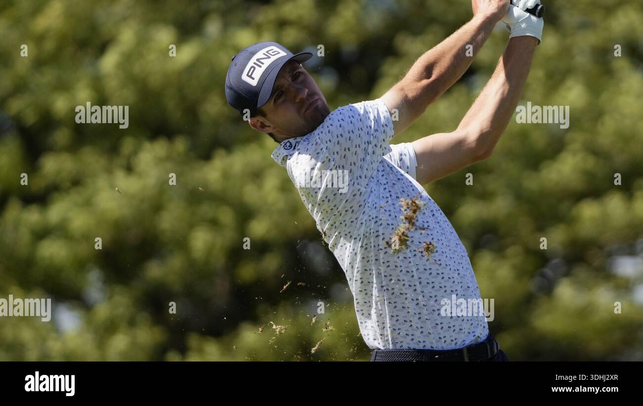 Alex Smalley hits from the second tee during the third round of the ...