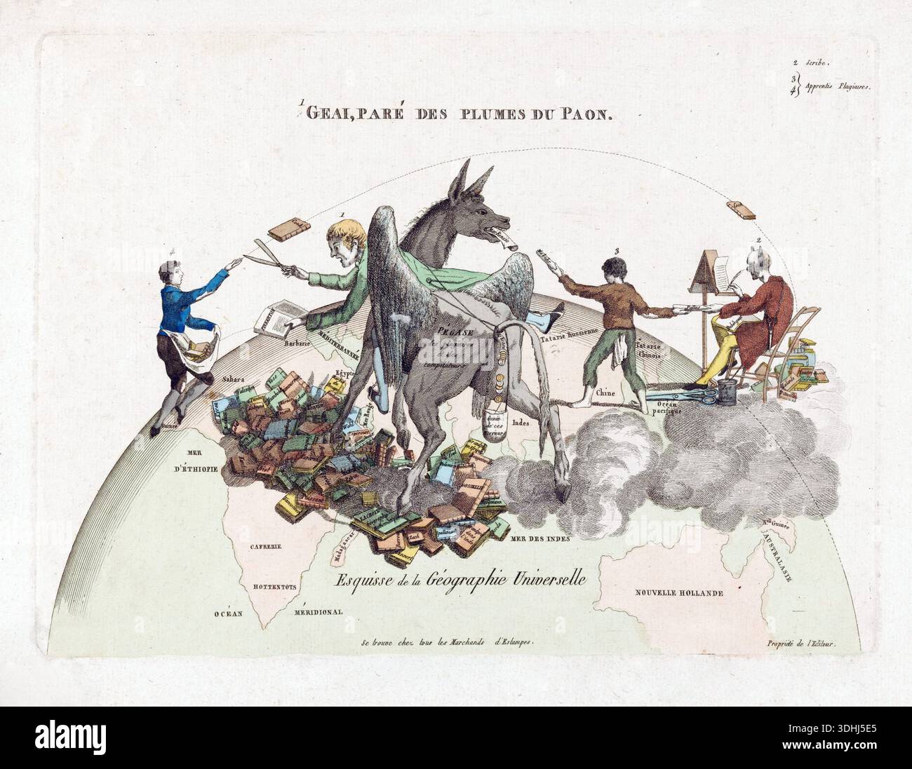 This 1812 satirical print, titled 'Gros, Farce des Plumes du Paon' and ...
