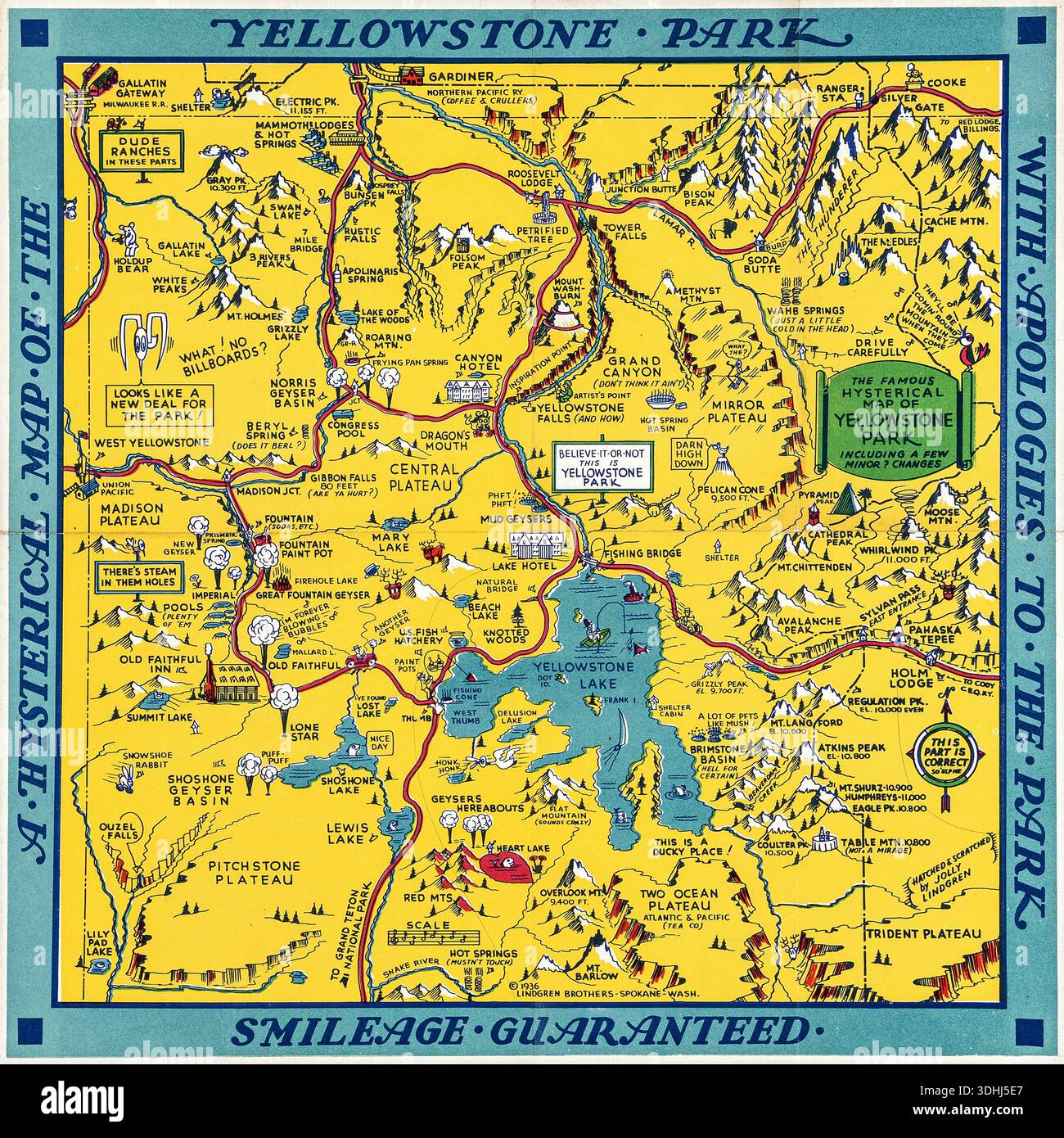 Hysterical map of yellowstone park hi-res stock photography and images ...