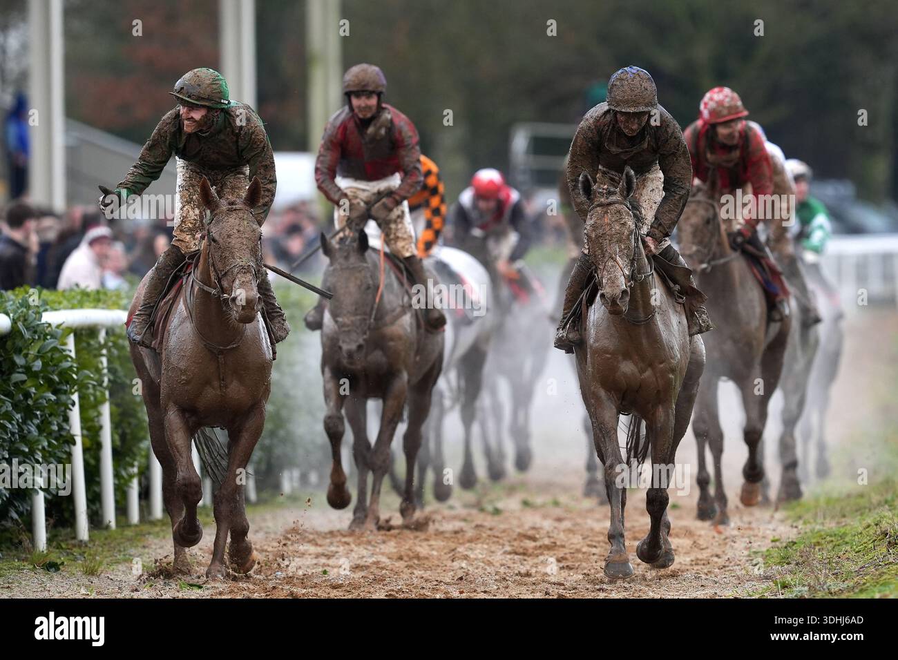 Jockey Eoin Staples (left) celebrates winning the Adare Manor ...