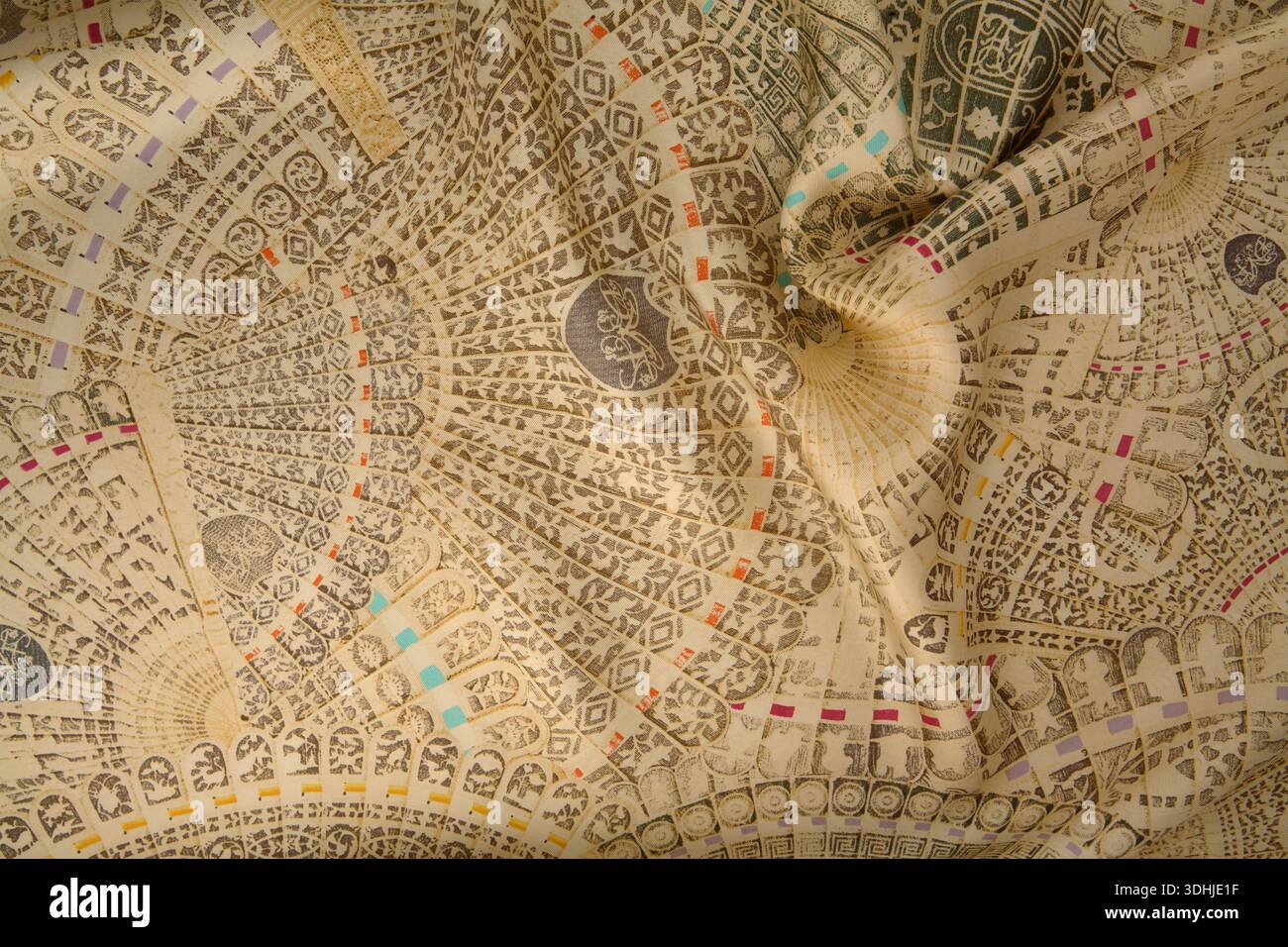 Fabric with Chinese fan pattern Stock Photo - Alamy