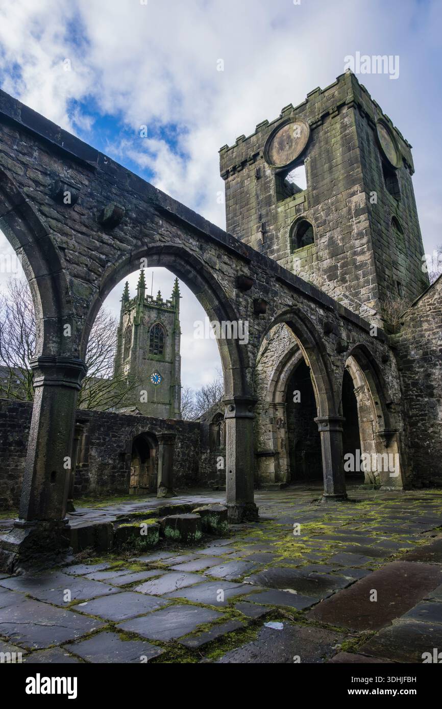 St Thomas Becket church, Heptonstall Calderdale, West Yorkshire. Ruined ...