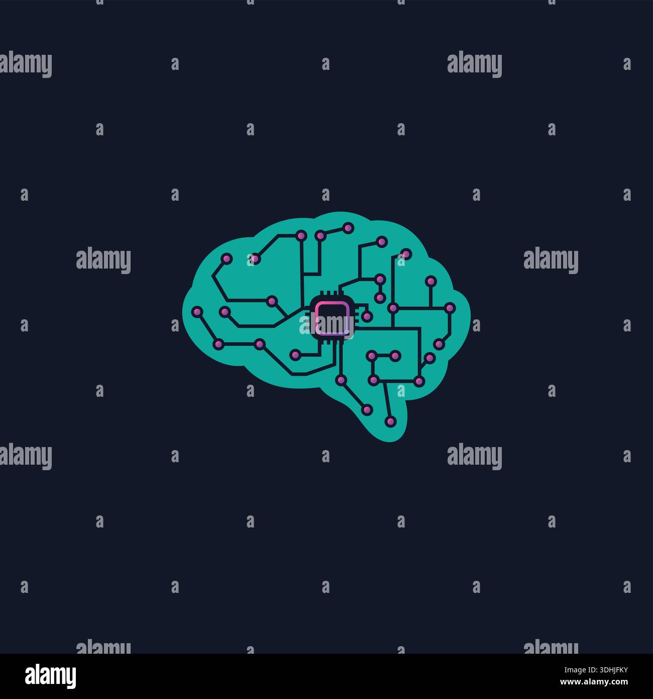 Brain ai processor icon Stock Vector Images - Alamy