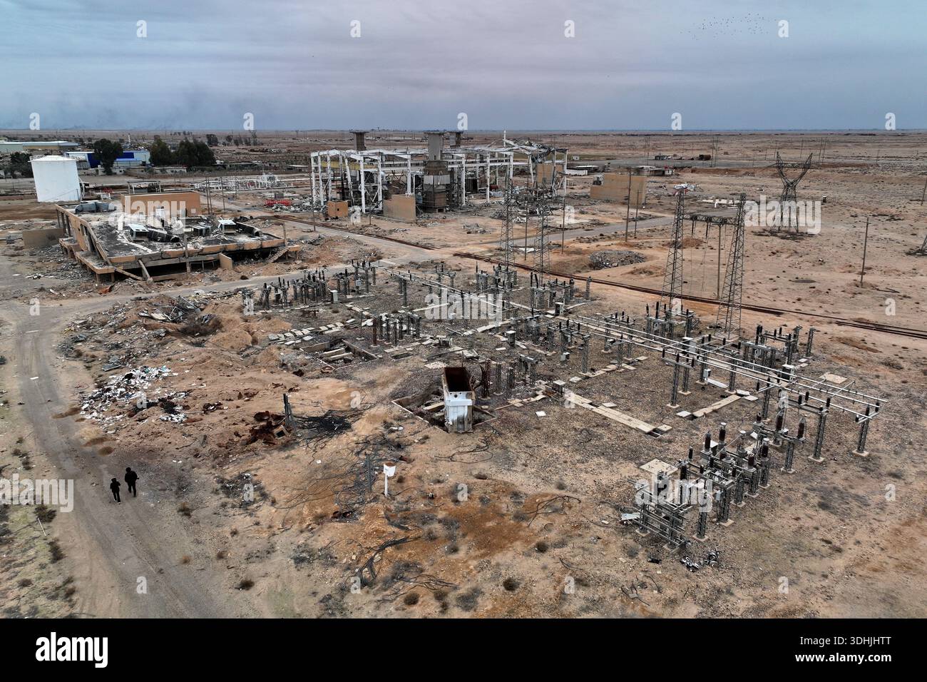An aerial view shows the al-Omar oil field in Deir Ezzor province ...