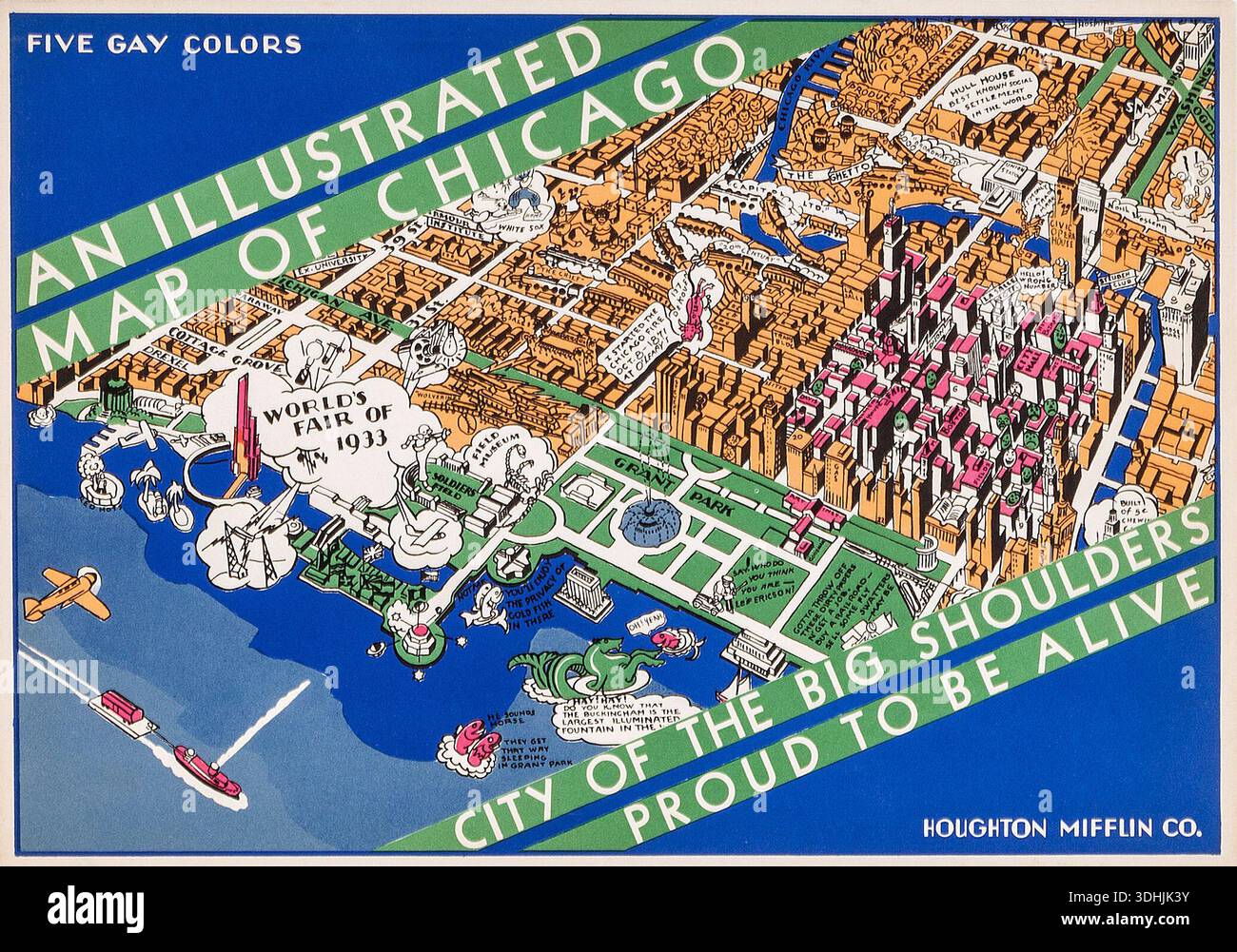This vibrant and humorous illustrated map of Chicago from the 1930s was ...